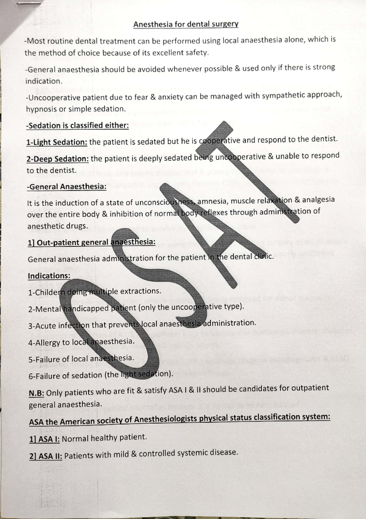 Anesthesia for dental surgery - Oral Surgery - Studocu