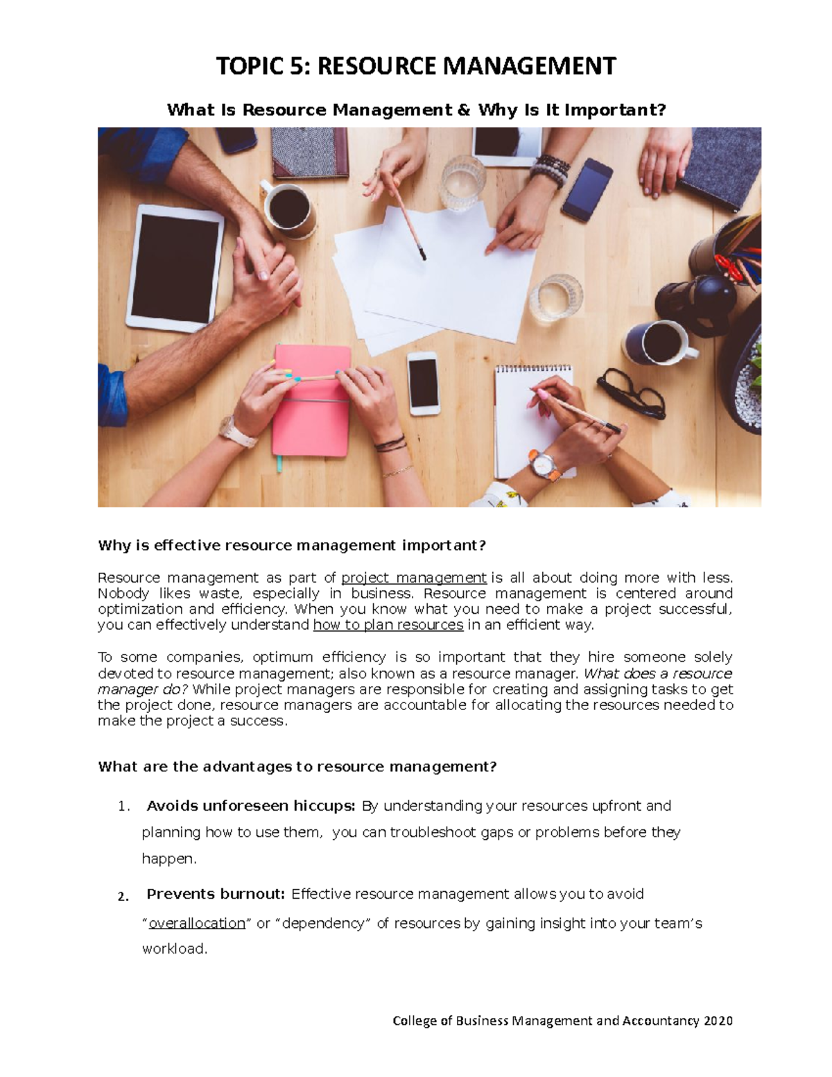 Topic-5- Resource- Management-Copy-for- Students - What Is Resource ...