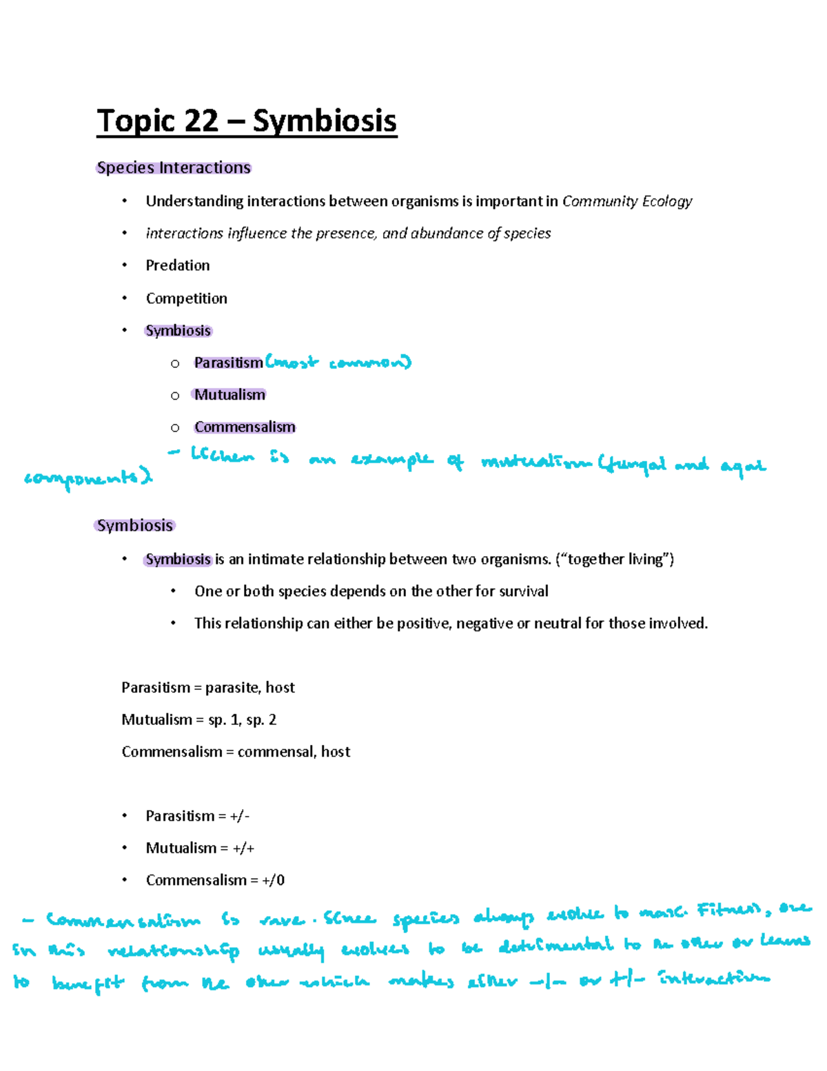 Topic 22 - Symbiosis - lecture - Topic 22 – Symbiosis Species ...