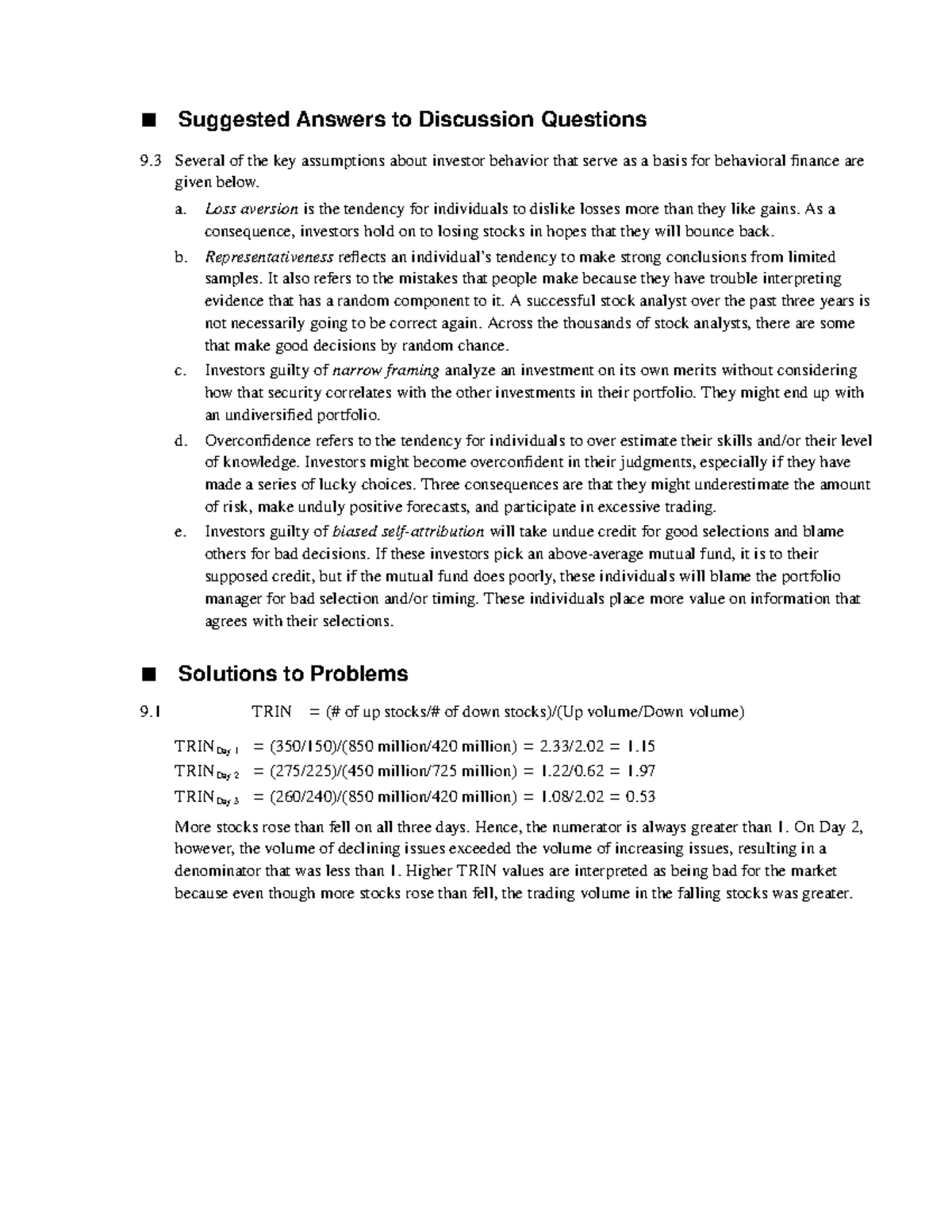 Chapter 9 - Fin223 tutorial questions and solutions - Suggested Answers ...