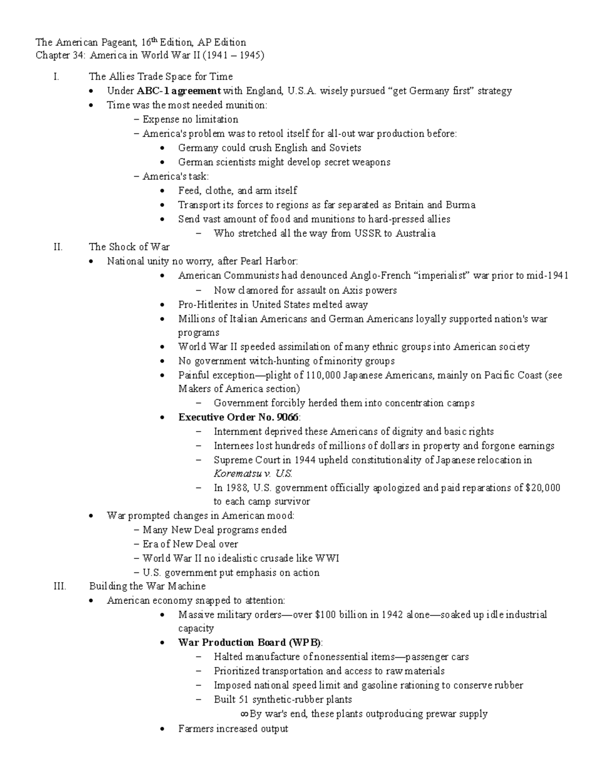 Chapter 34 - America in World War II - The Allies Trade Space for Time ...