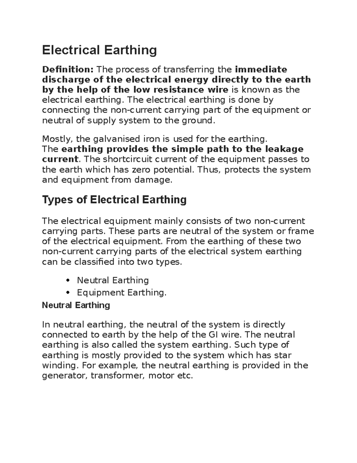 Electrical earthing notes - Electronics & Communication Engineering ...