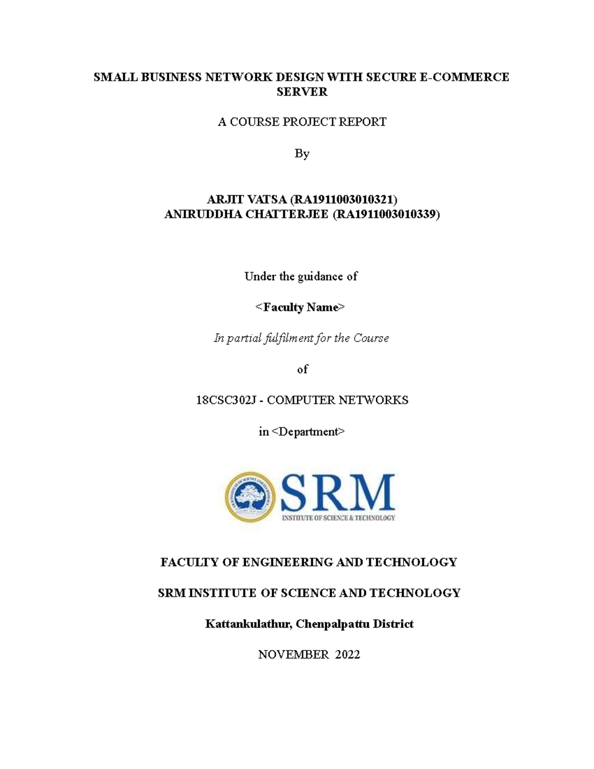 Mini Project Report-Template - SMALL BUSINESS NETWORK DESIGN WITH ...