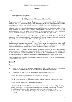 BBDM2153 Tutorial 3 - none - Tutorial 3 Question 1 Describe what must ...