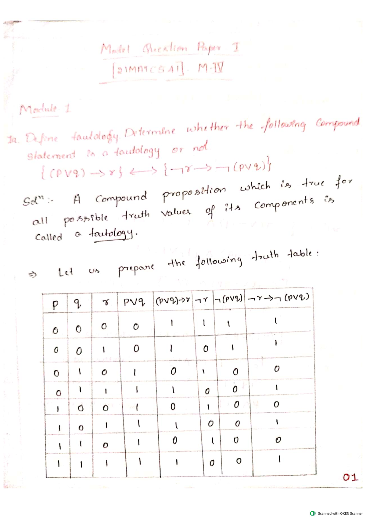 Mqb1 - model question paper of MFC - Discrete mathematical structure ... Mqb1 - model question paper of MFC - Discrete mathematical structure ...
