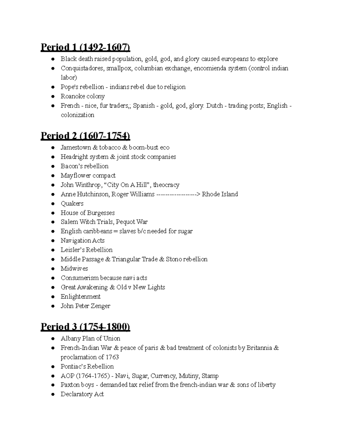 Apush review - Period 1 (1492-1607) Black death raised population, gold ...