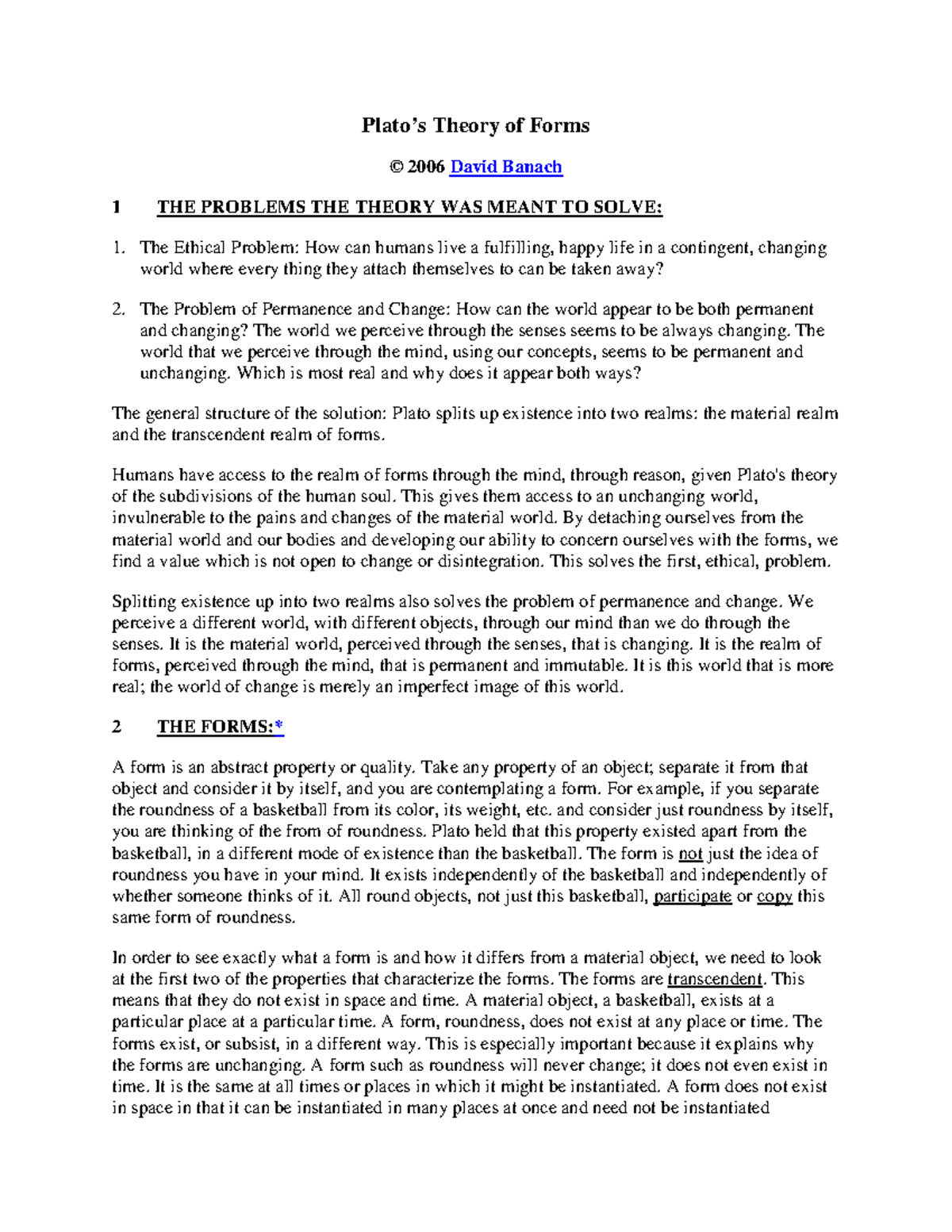 0903-602-Plato-Theory of Forms - Plato’s Theory of Forms © 2006 David ...