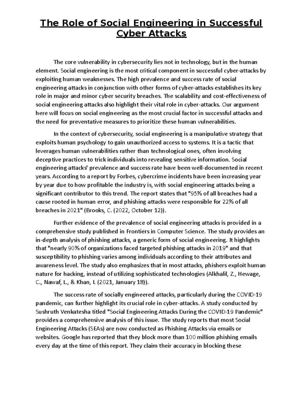 The Role of Social Engineering in Successful Cyber Attacks - ENGL 1020 ...