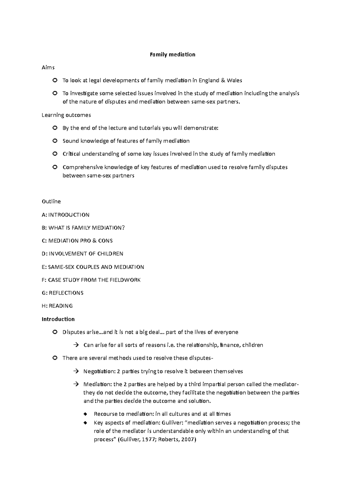 5. Family Mediation and ADR - Family mediation Aims To look at legal ...