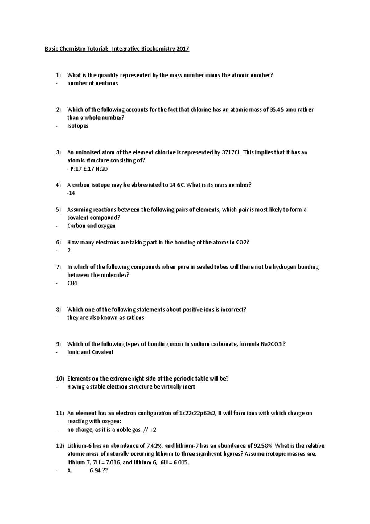 Basic Chemistry Tutorial practice - Basic Chemistry Tutorial ...
