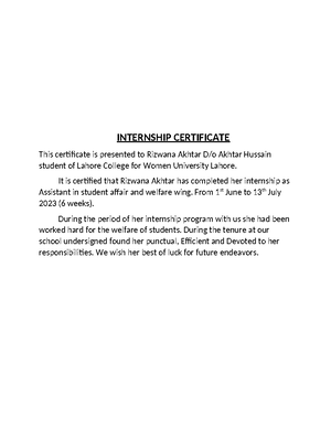 Introduction of the internship - Every student or intern slowly becomes ...