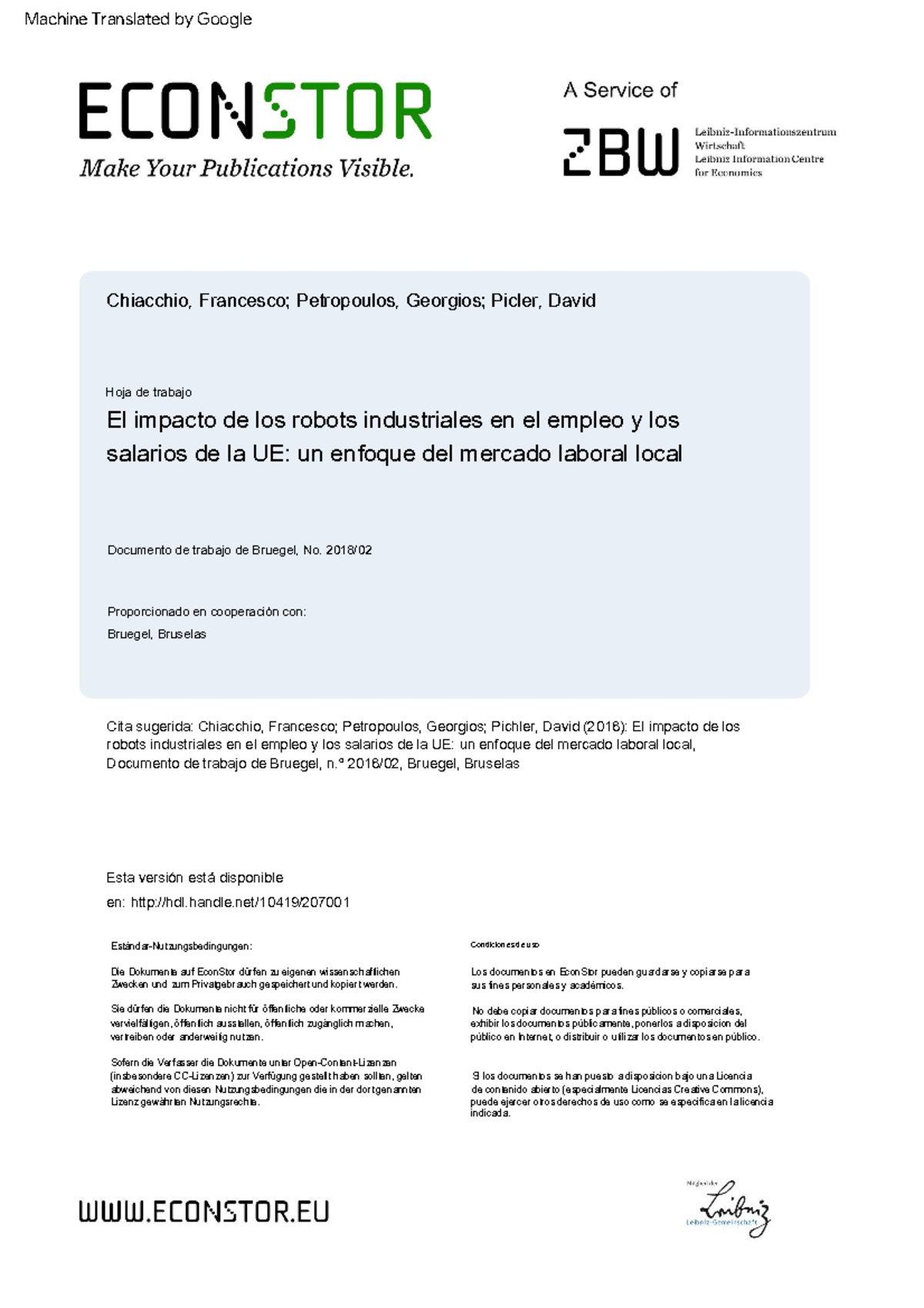 EL Impacto DE LOS Robots Industriales EN LOS Empleos DE LA UE - Die ...