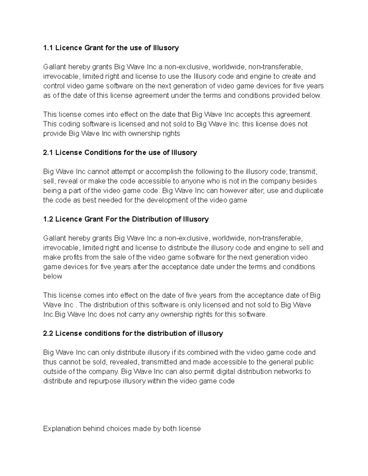 FIrst Assignment License Draft - 1 Licence Grant for the use of ...