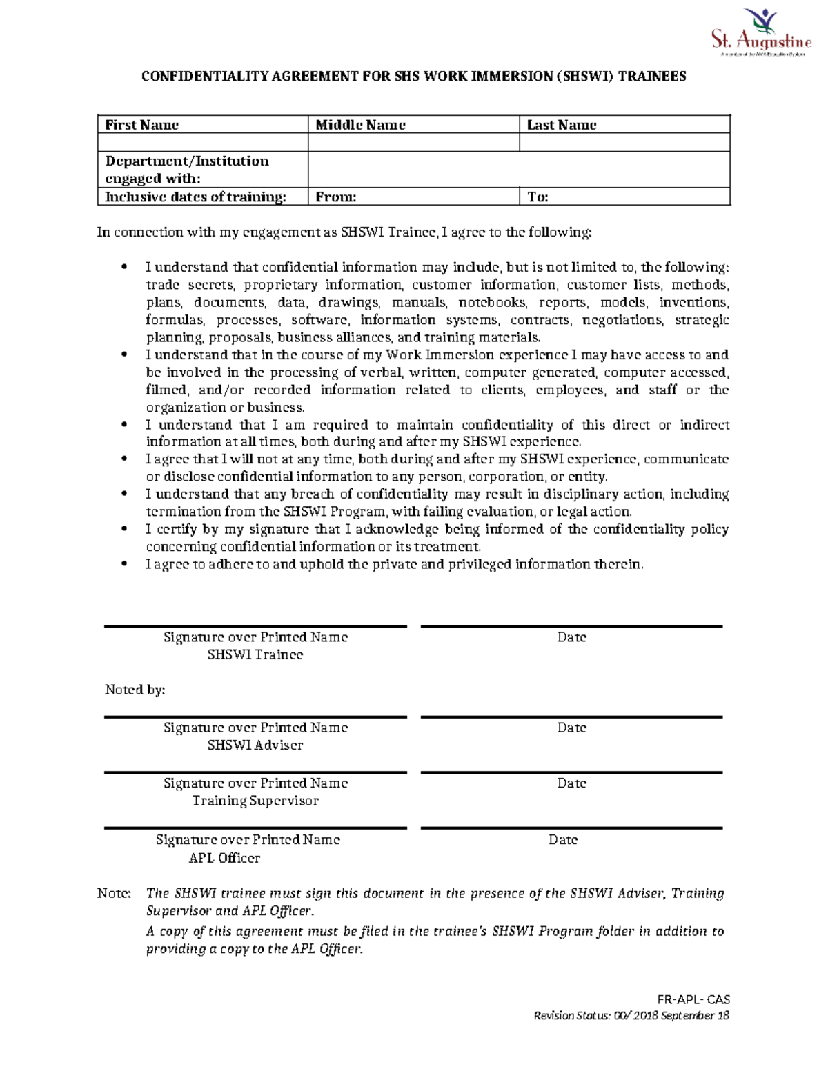Confidentiality- Agreement-FOR- Shswi-SASN 1 - CONFIDENTIALITY ...