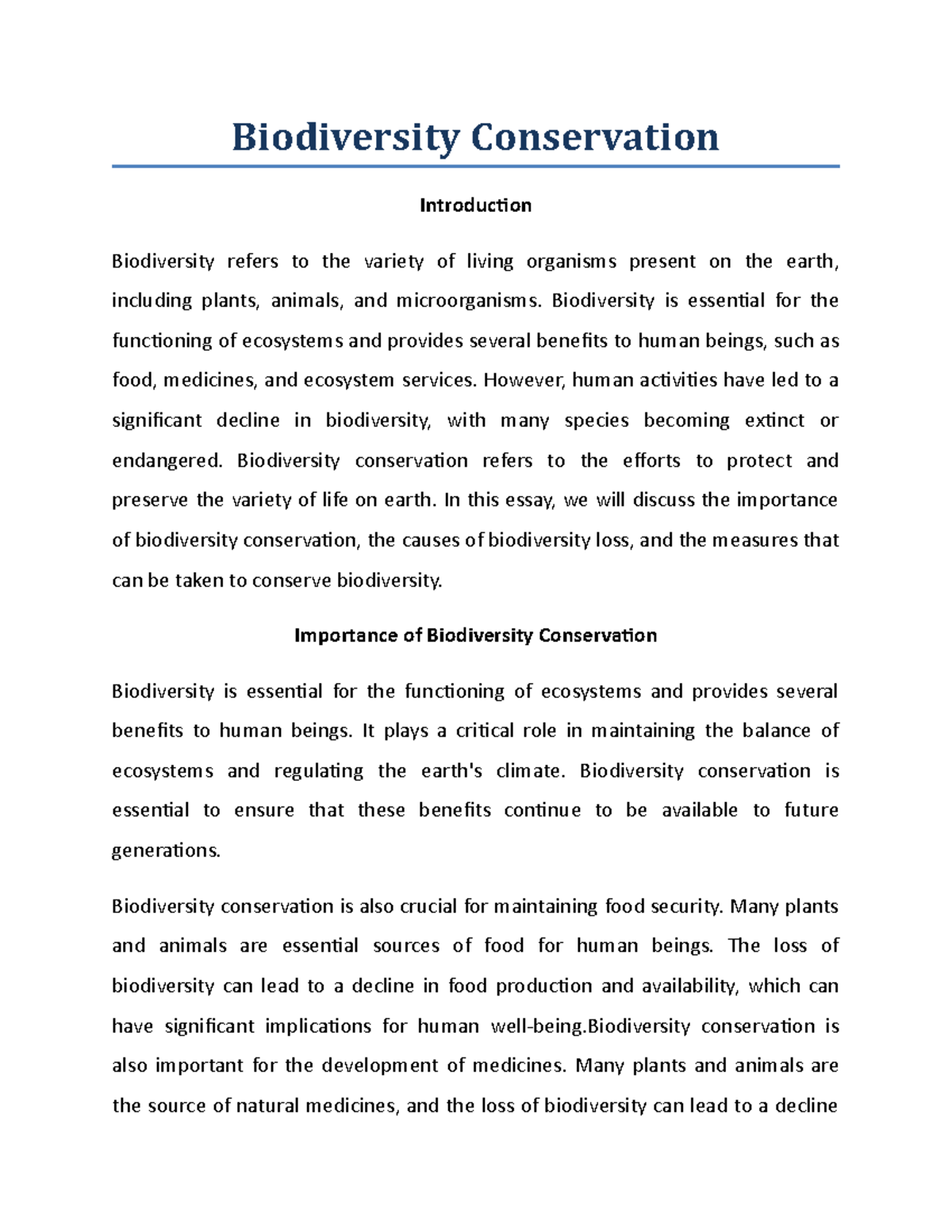 Biodiversity Conservation - Biodiversity Conservation Introduction ...