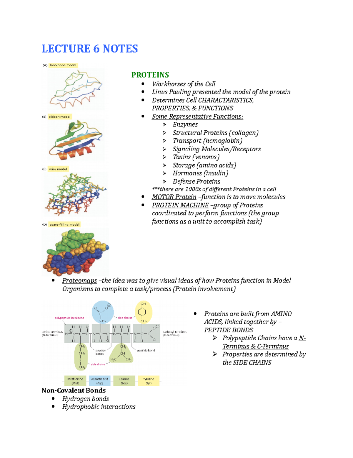 Lecture 6 Notes - LECTURE 6 NOTES Proteomaps –the idea was to give ...