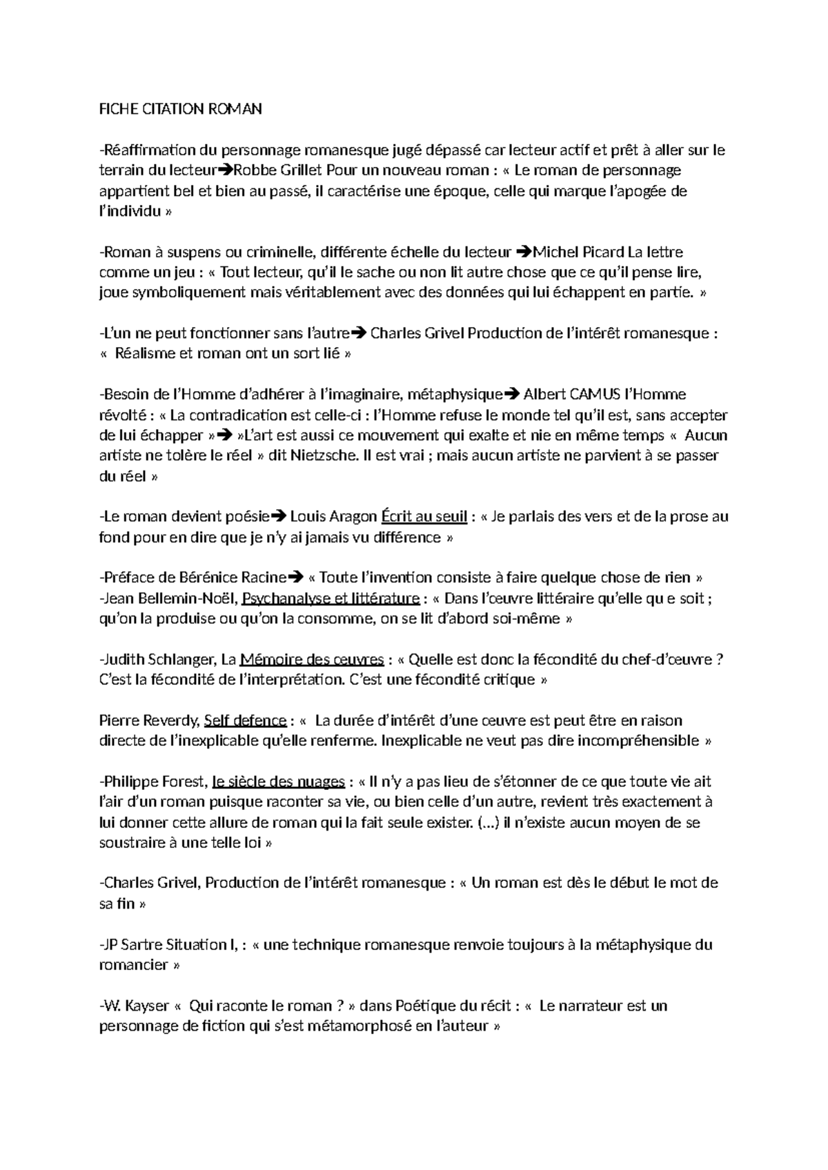 Fiche Citation Roman - FICHE CITATION ROMAN -Réaffirmation du ...