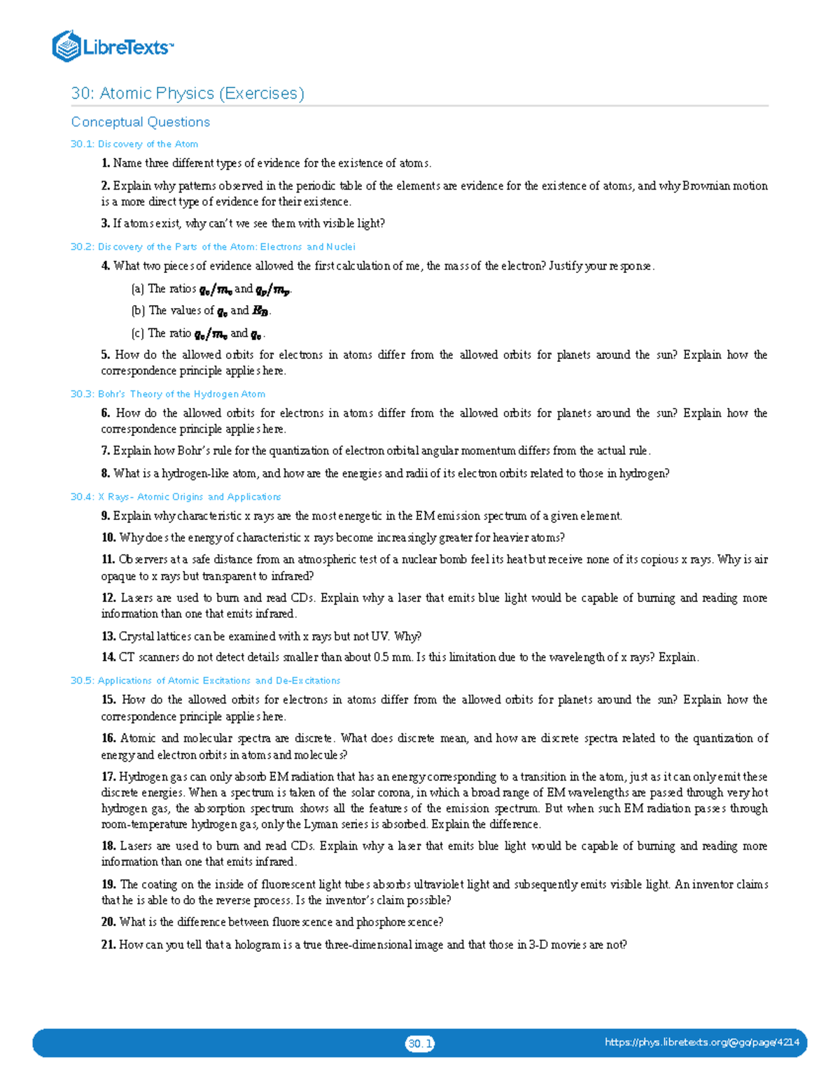 30 Atomic Physics (Exercises) - 30: Atomic Physics (Exercises ...