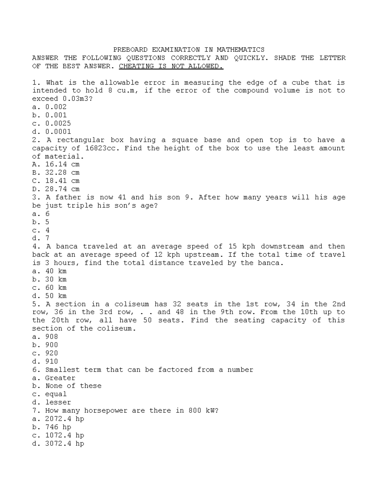 Mathematics And Basic Engineering Sciencesdocx · Version 1 Preboard 6288