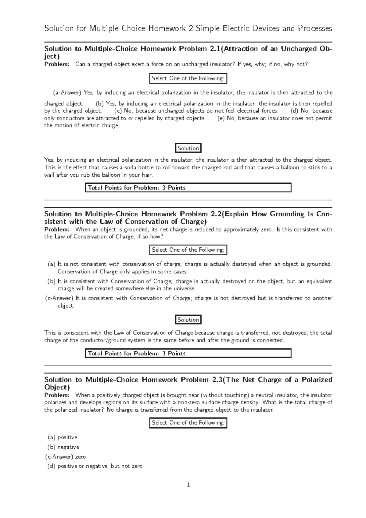 MC 2 - MC 2 - Solution for Homework 2 Simple Electric Devices and ...