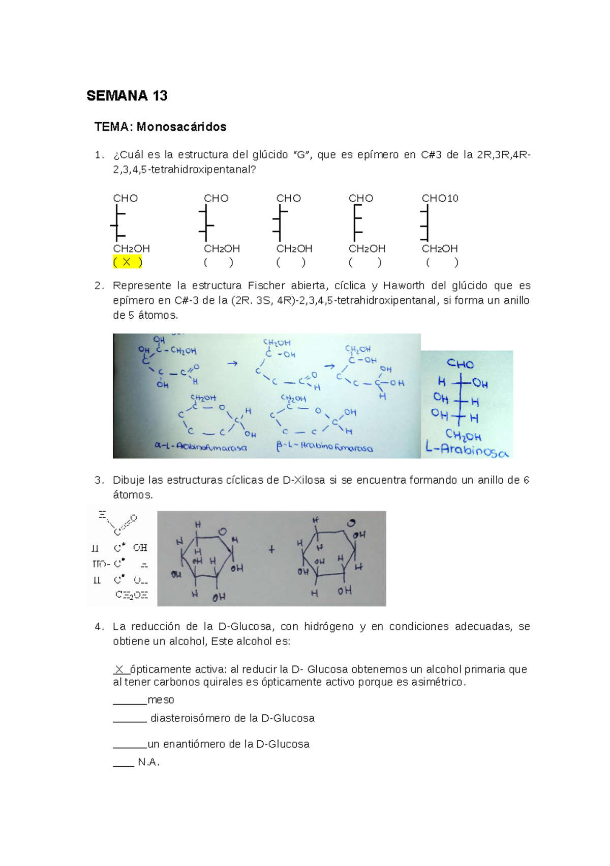 Separata SEM-13 - no me acuerdo xd - SEMANA 13 TEMA: Monosacáridos ¿Cuál es la estructura del ...