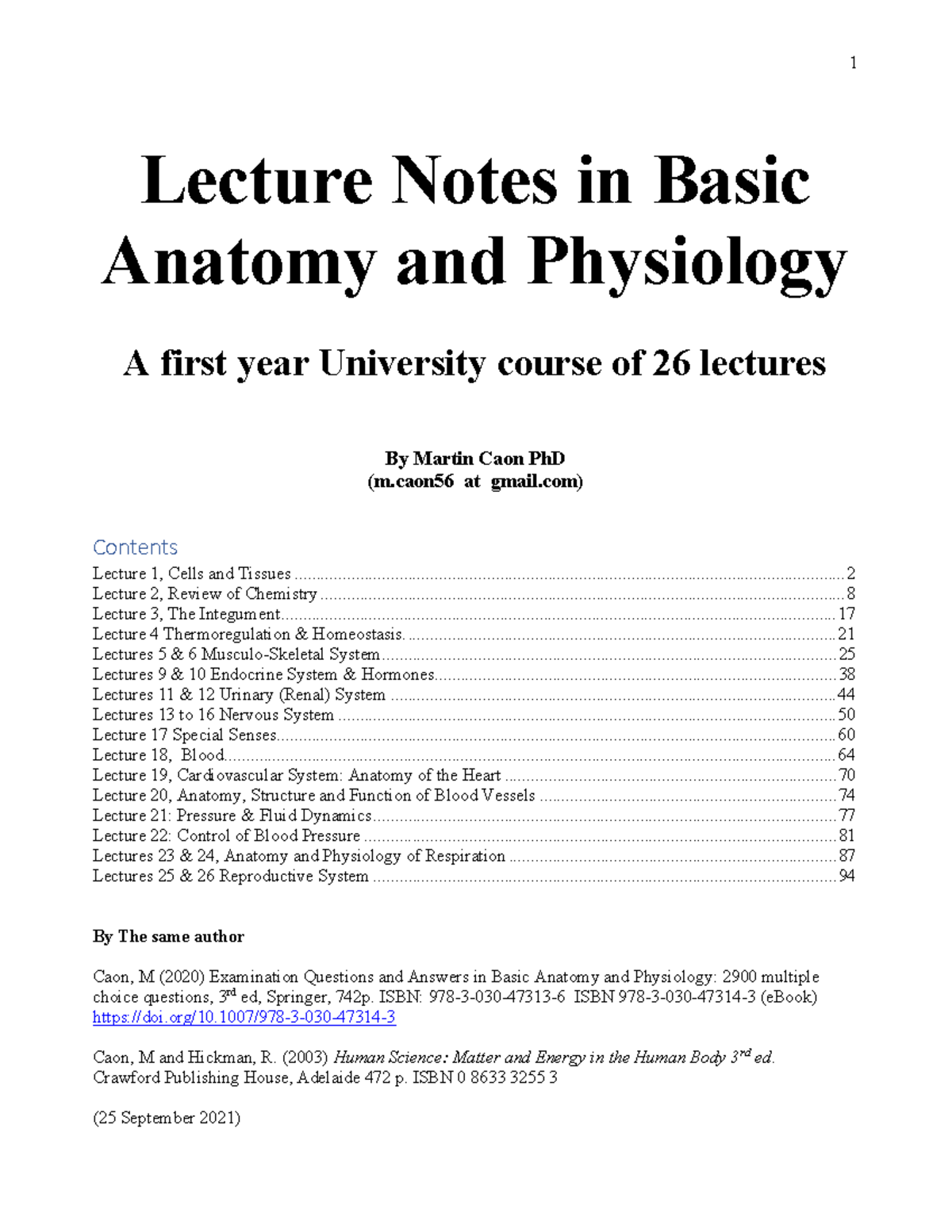 Combined APlectnotes - great - Lecture Notes in Basic Anatomy and ...