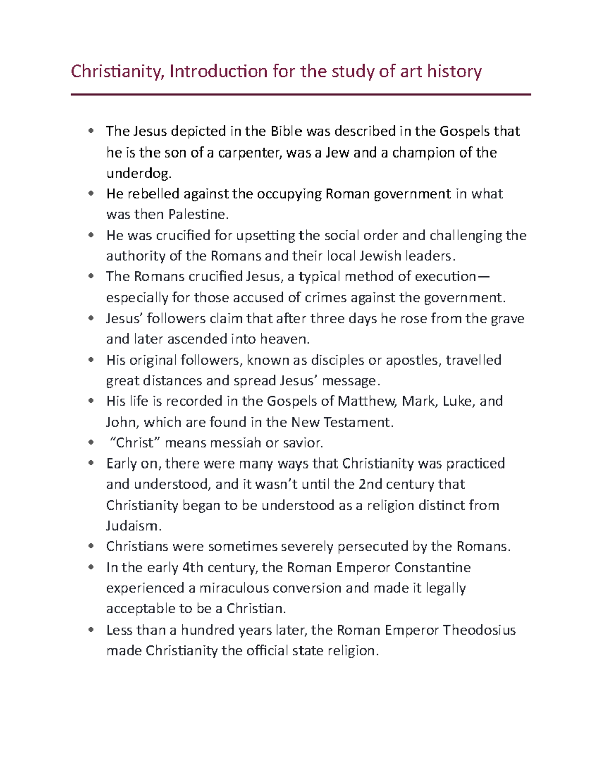 Christianity, Introduction for the study of art history - He rebelled ...