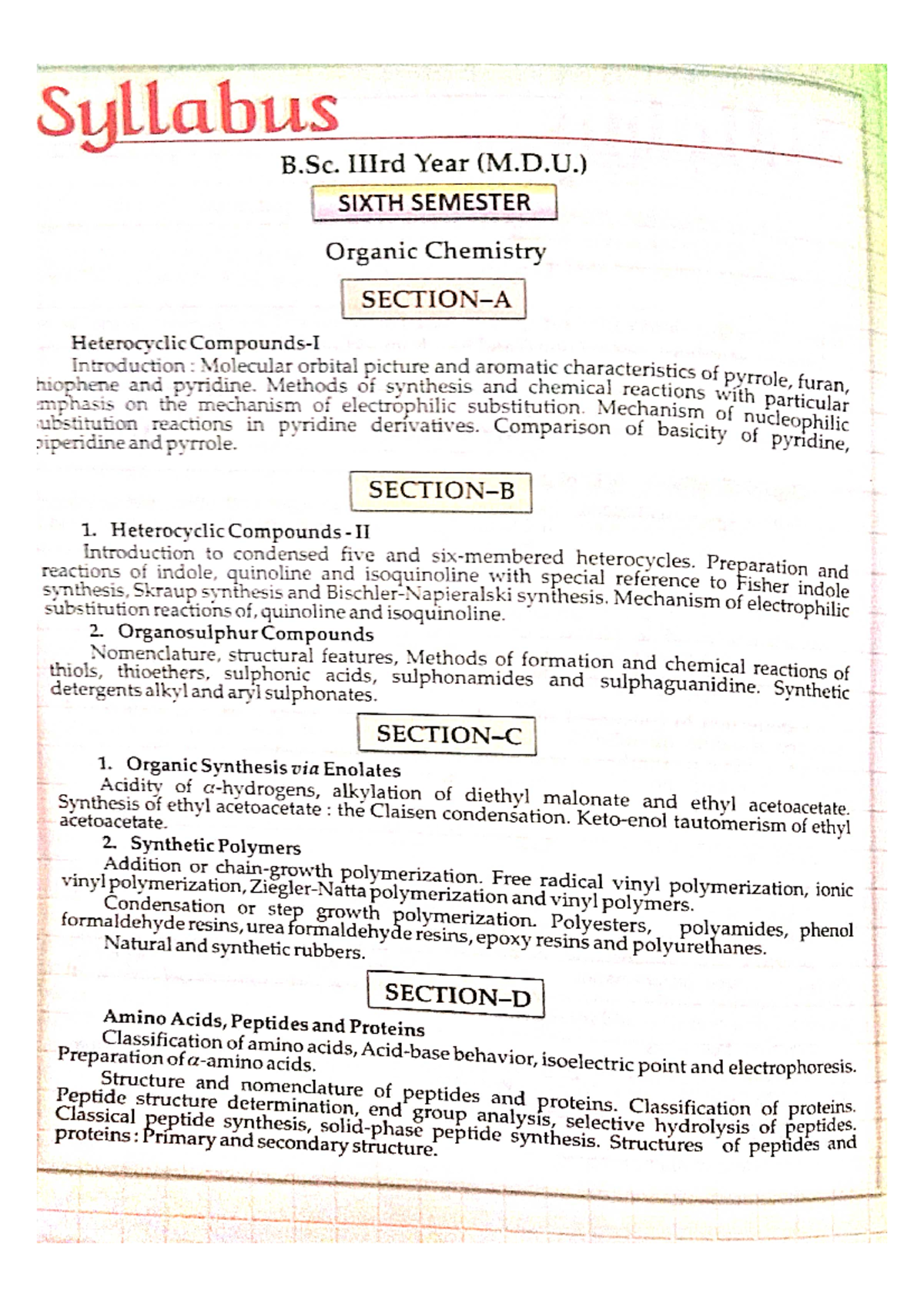 Bsc 6th sem organic chemistry - Organic Chemistry III - Studocu