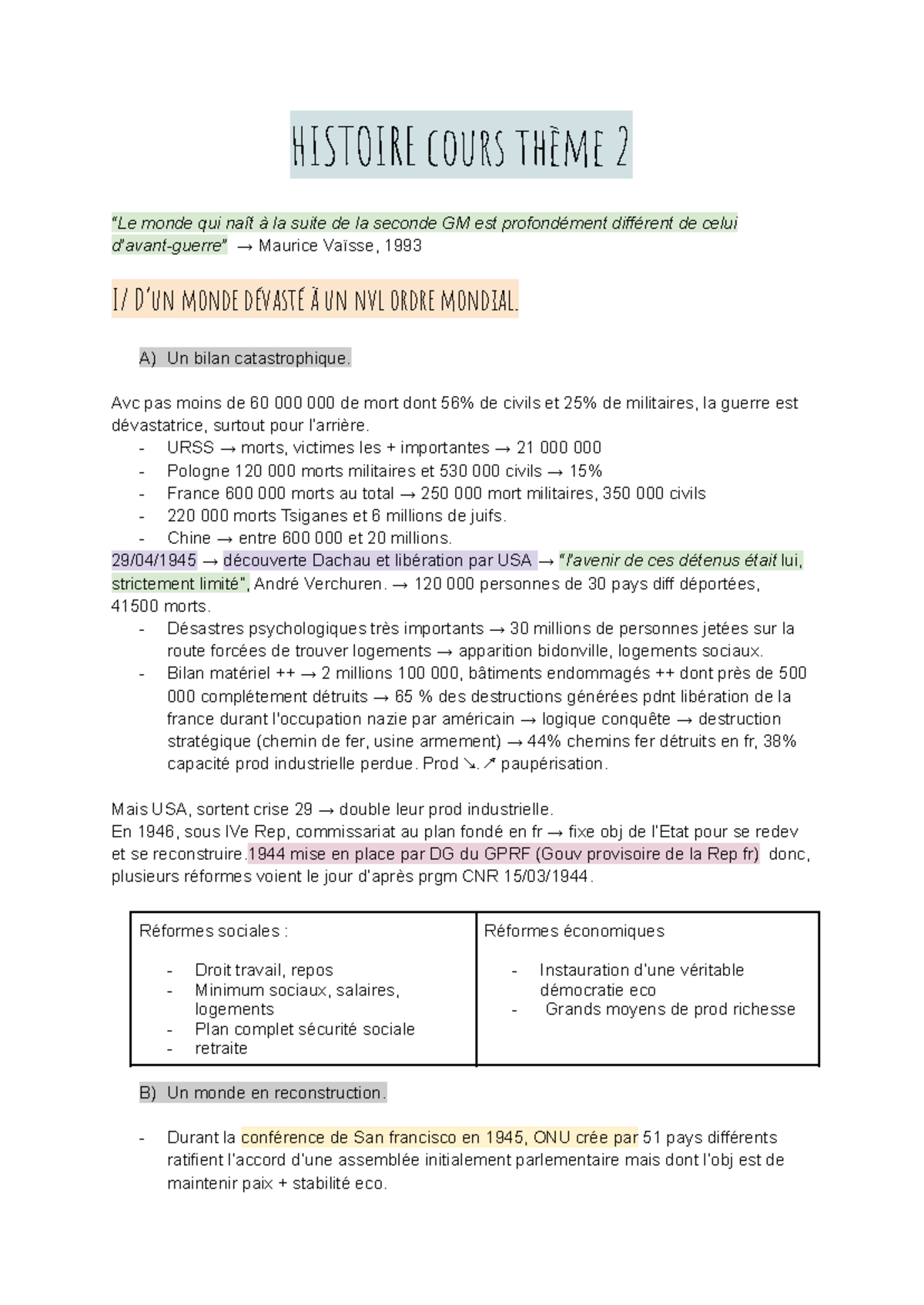 Histoire cours thème 2-2 - HISTOIRE cours thème 2 “Le monde qui naît à ...