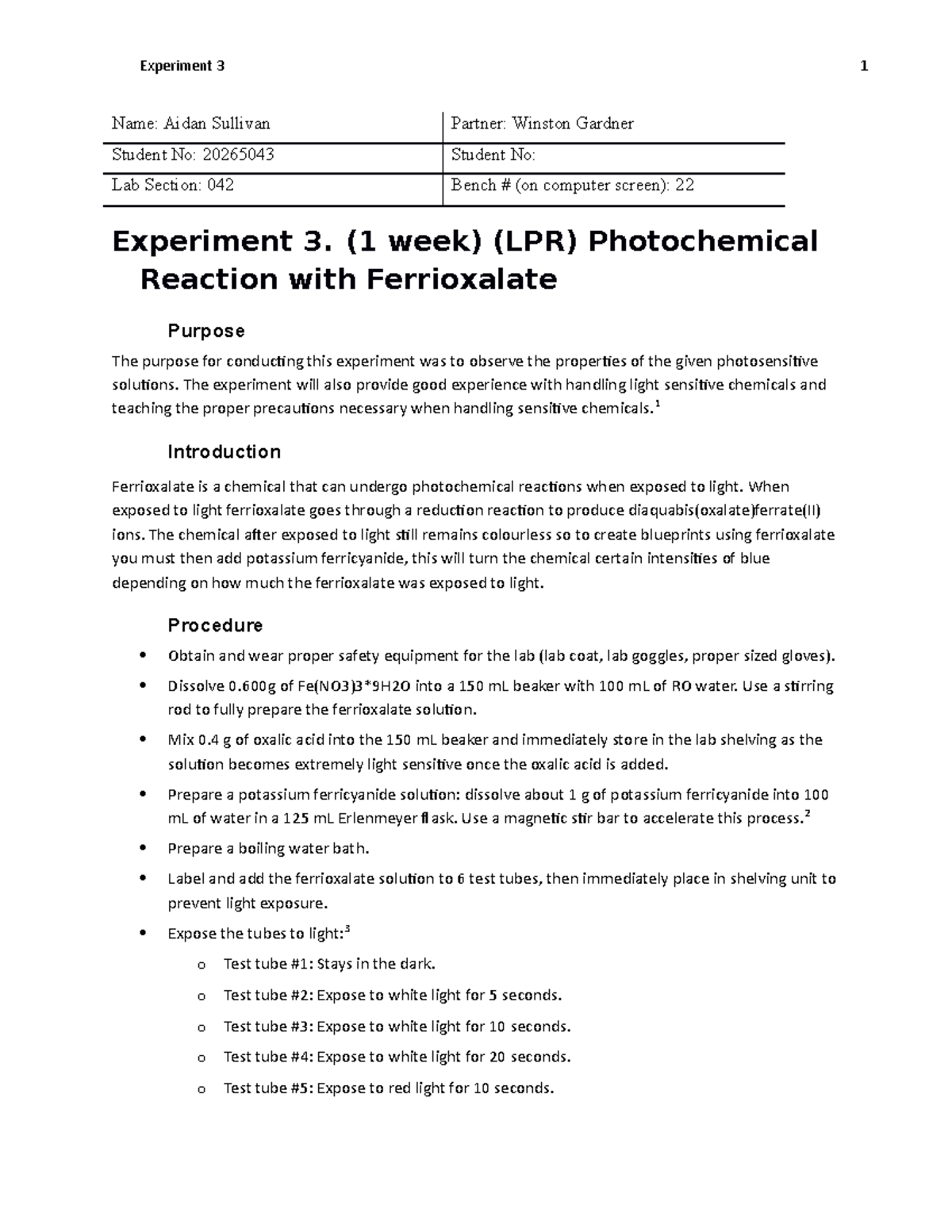 Lab 5 Photochemistry 2021 - Chem 112 - queensu - Studocu