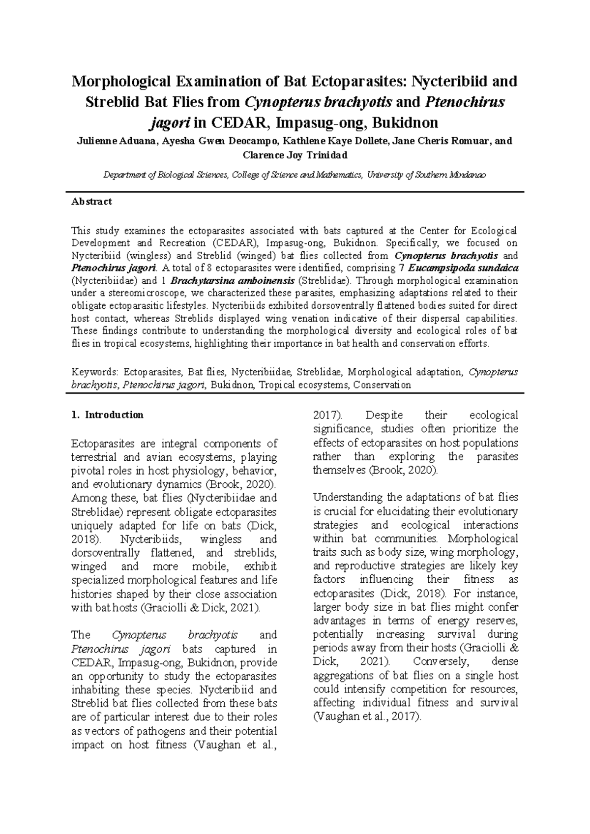 LAB 3 ECO - Microbial Ecology - Morphological Examination of Bat ...