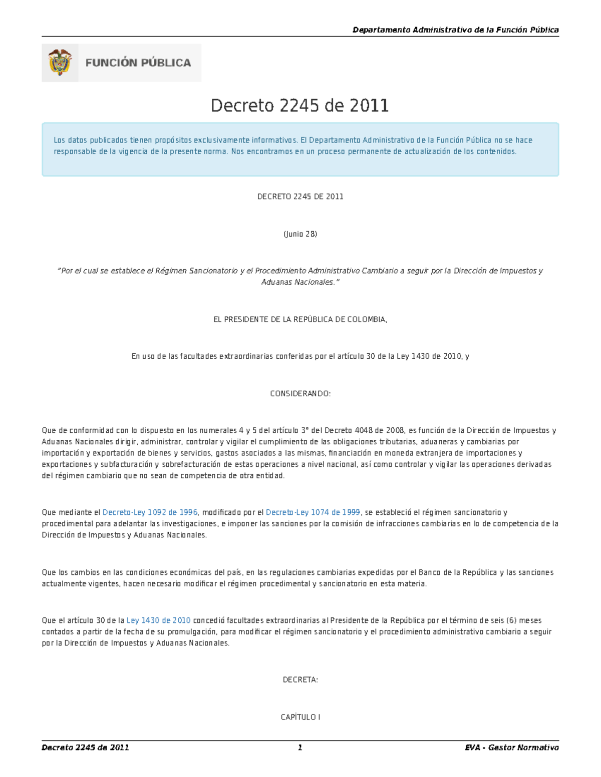 Decreto 2245 de 2011 - Decreto 2245 de 2011 Los datos publicados tienen ...