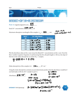 Methyl acetate lab report - Taylor _____. CHEM 111B Sec 08 Experiment 6: Equilibrium Constant of ...