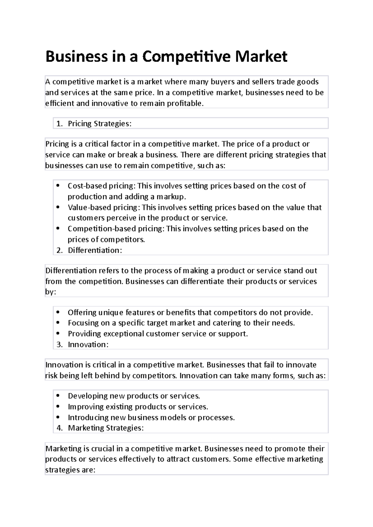 Business in a Competitive Market - In a competitive market, businesses ...