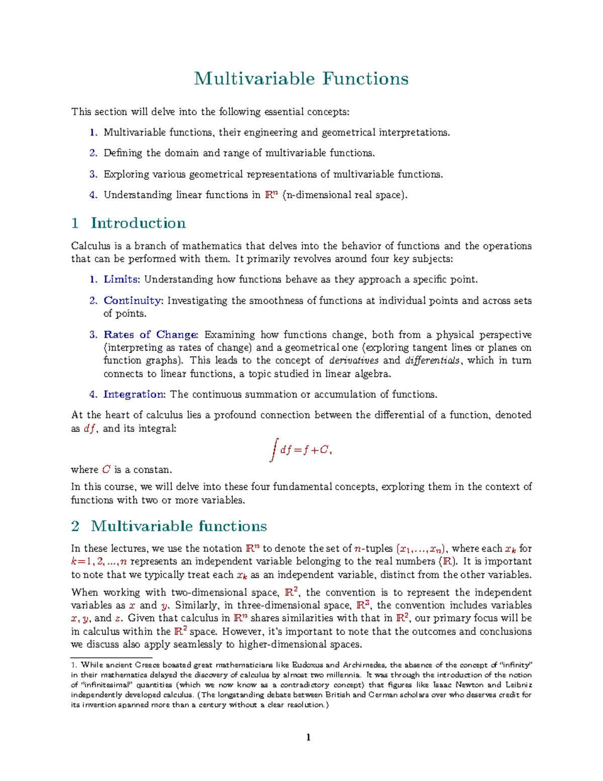 Lect1 Multivariable functions 230911 094521 - Multivariable Functions ...
