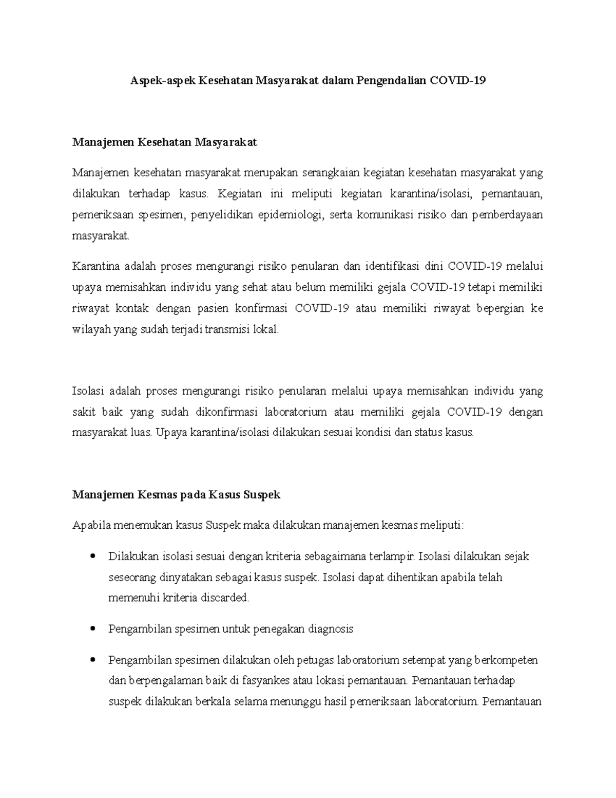 Aspek-aspek Kesehatan Masyarakat dalam Pengendalian Covid-19 - Aspek ...