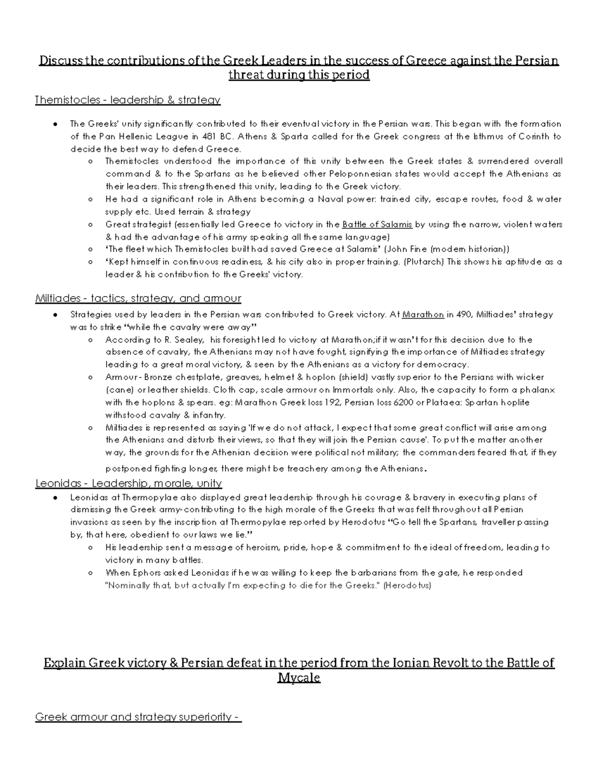 Ancient Assessment Notes - Greek Leader and Society - Discuss the ...