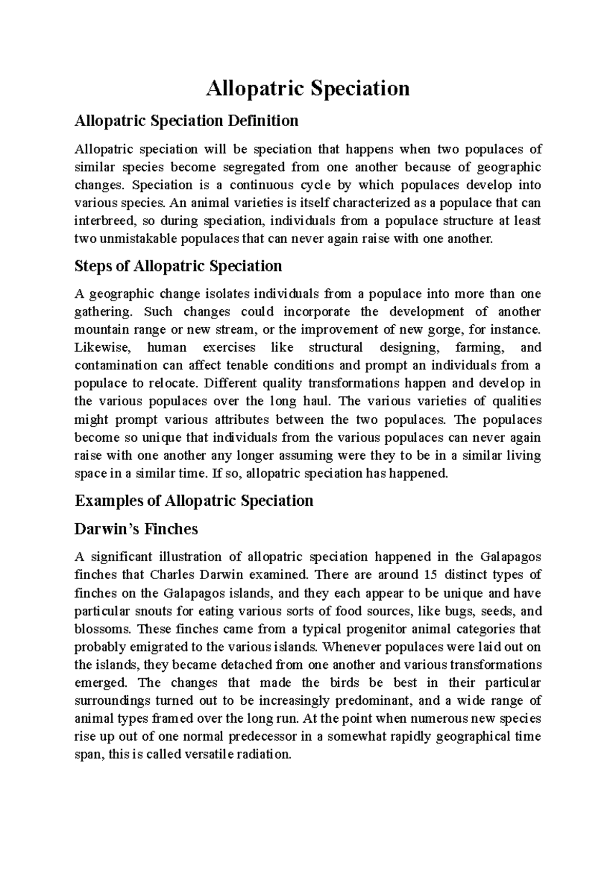 Allopatric Speciation - Allopatric Speciation Allopatric Speciation ...