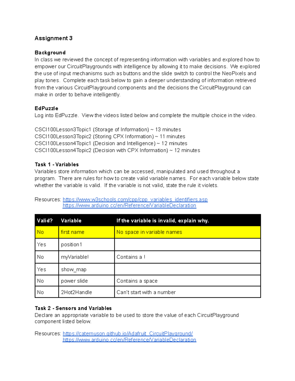 Annie Cao - Assignment 3a - Assignment 3 Background In class we ...