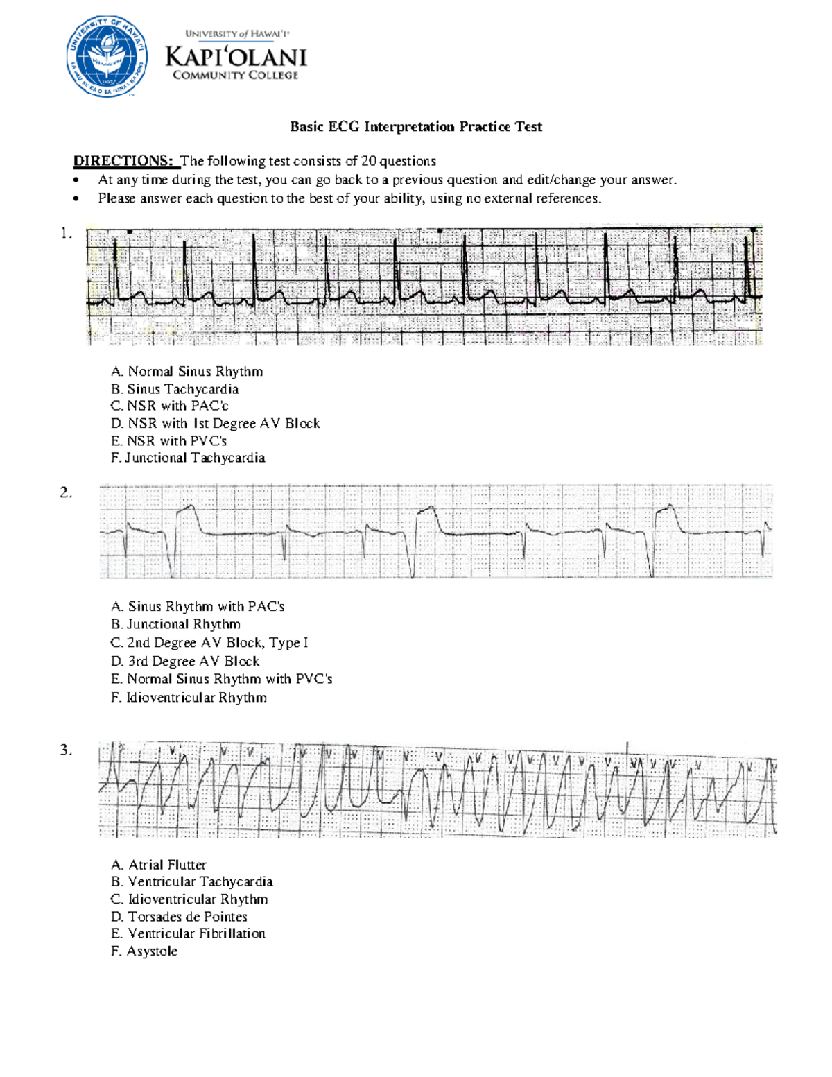 Basic ECGInterpretation Quiz - Basic ECG Interpretation Practice Test ...