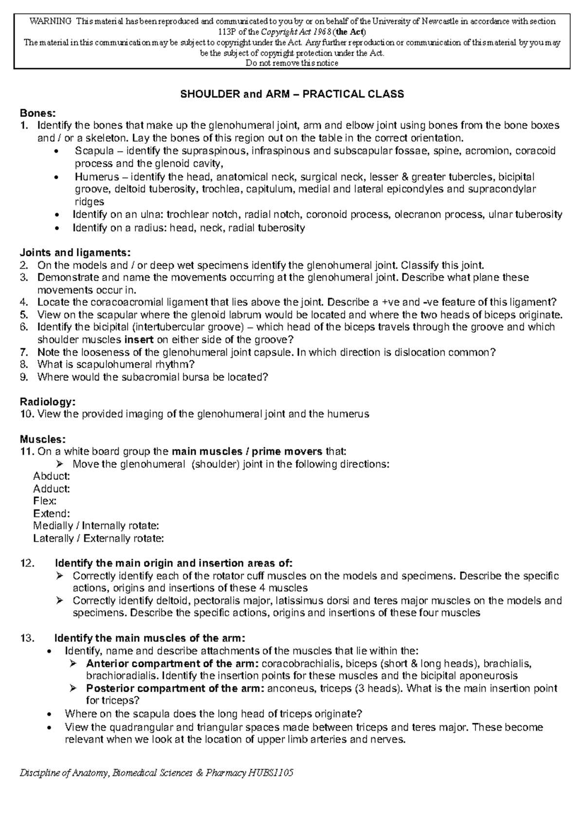 HUBS1105 Week 3 - Lab - Lab Objectives - Discipline of Anatomy ...