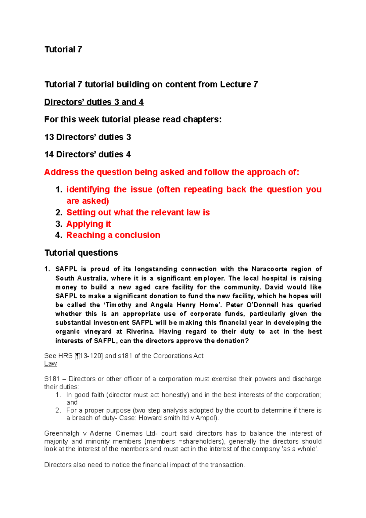 Tutorial 7 - Tutorial 7 Tutorial 7 tutorial building on content from ...