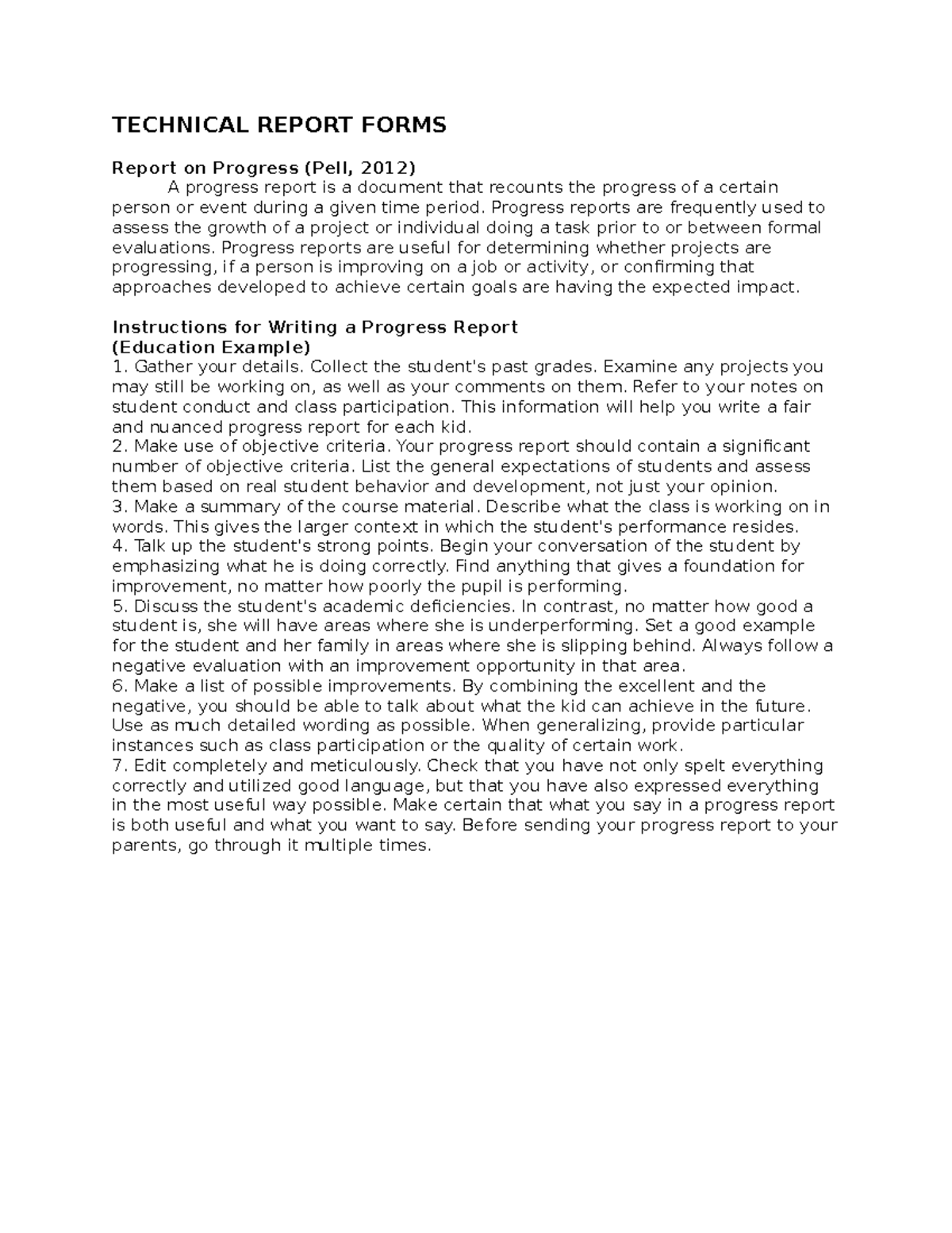 Technical Report Forms (PART3) - TECHNICAL REPORT FORMS Report on ...