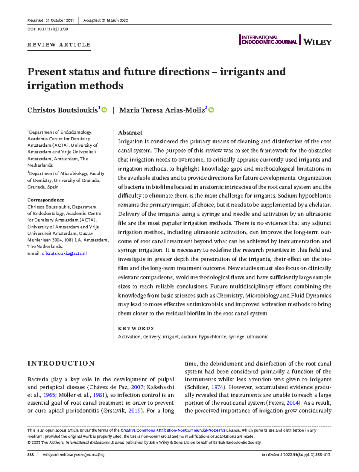 Irrigant irrgation - n.n - 588 | wileyonlinelibrary/journal/iej Int ...