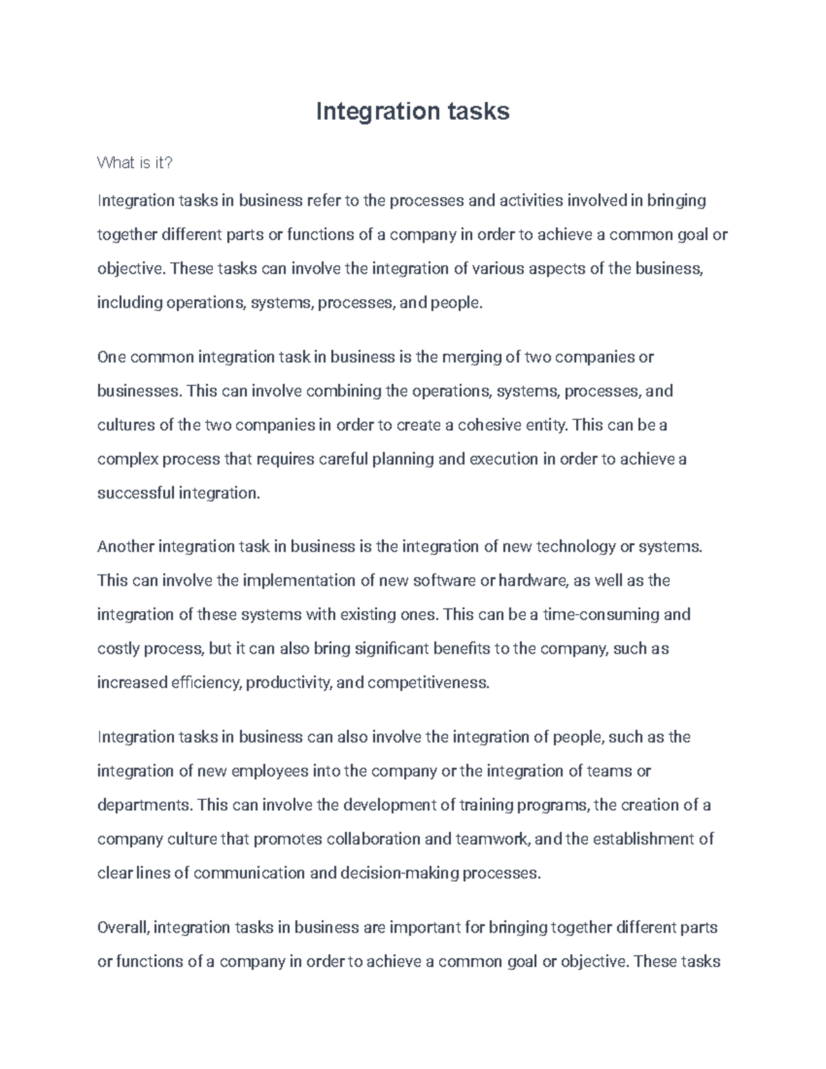 Chapter 14 part 8 - Integration tasks What is it? Integration tasks in ...