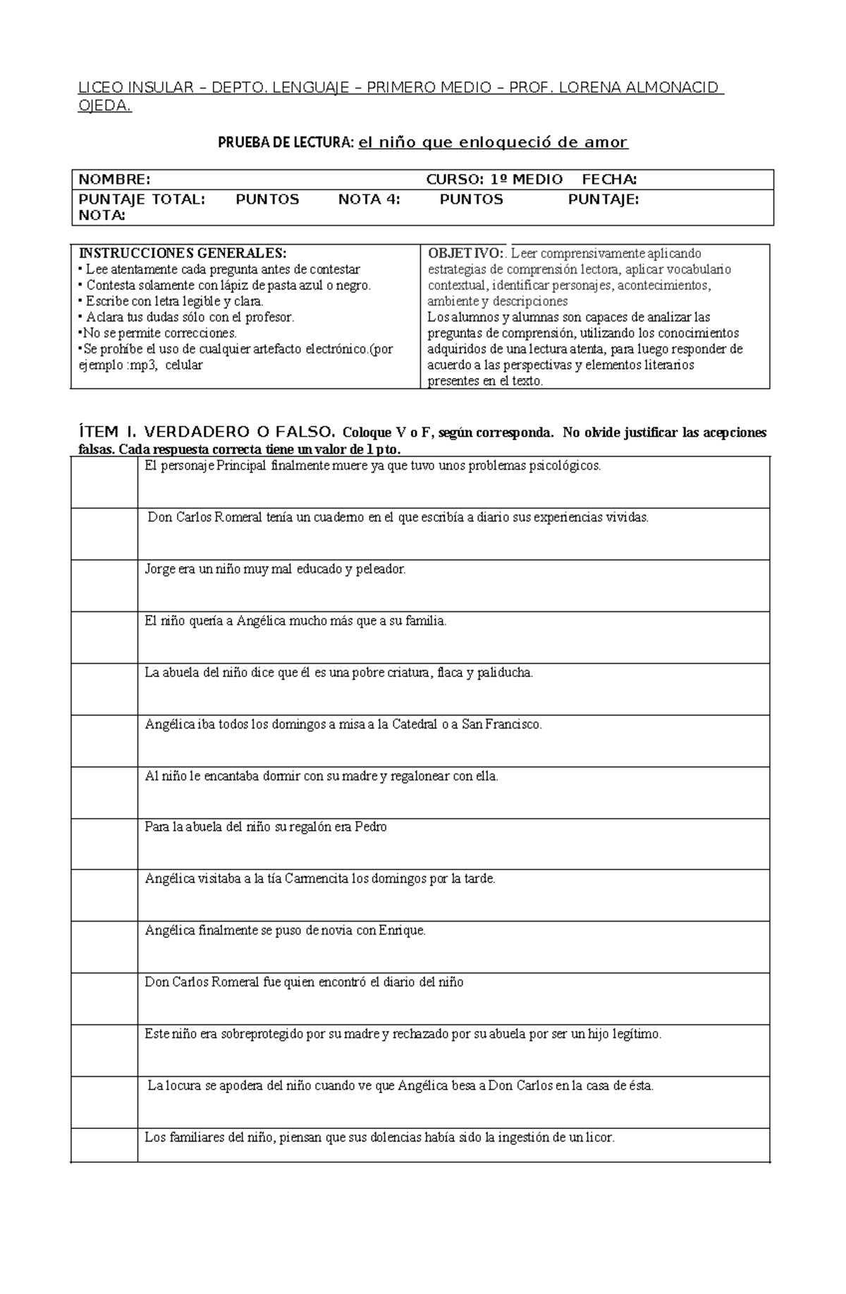 181125173 Prueba EL NINO QUE Enloquecio DE AMOR - LICEO INSULAR – DEPTO ...