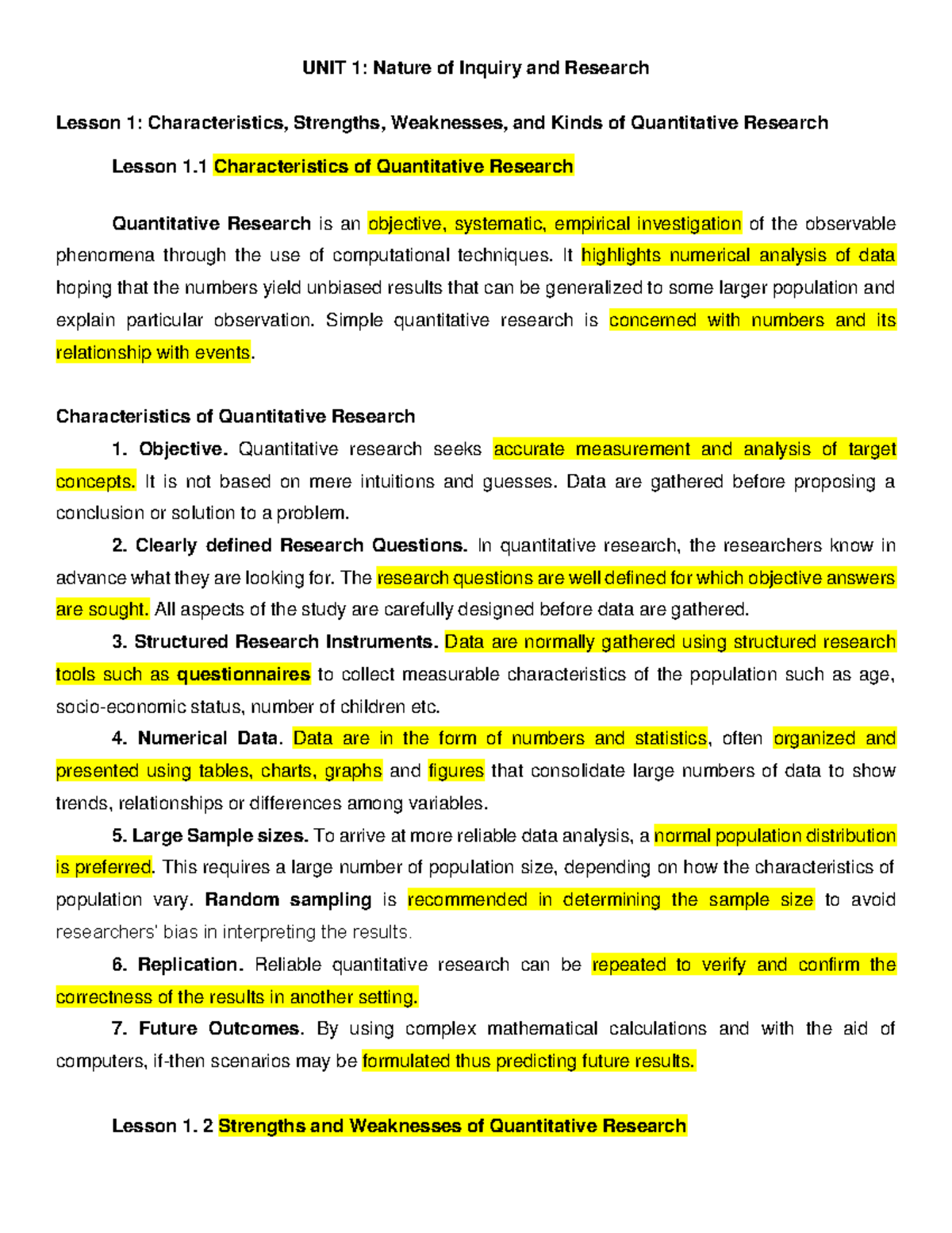PR2 Reviewer - UNIT 1: Nature of Inquiry and Research Lesson 1 ...