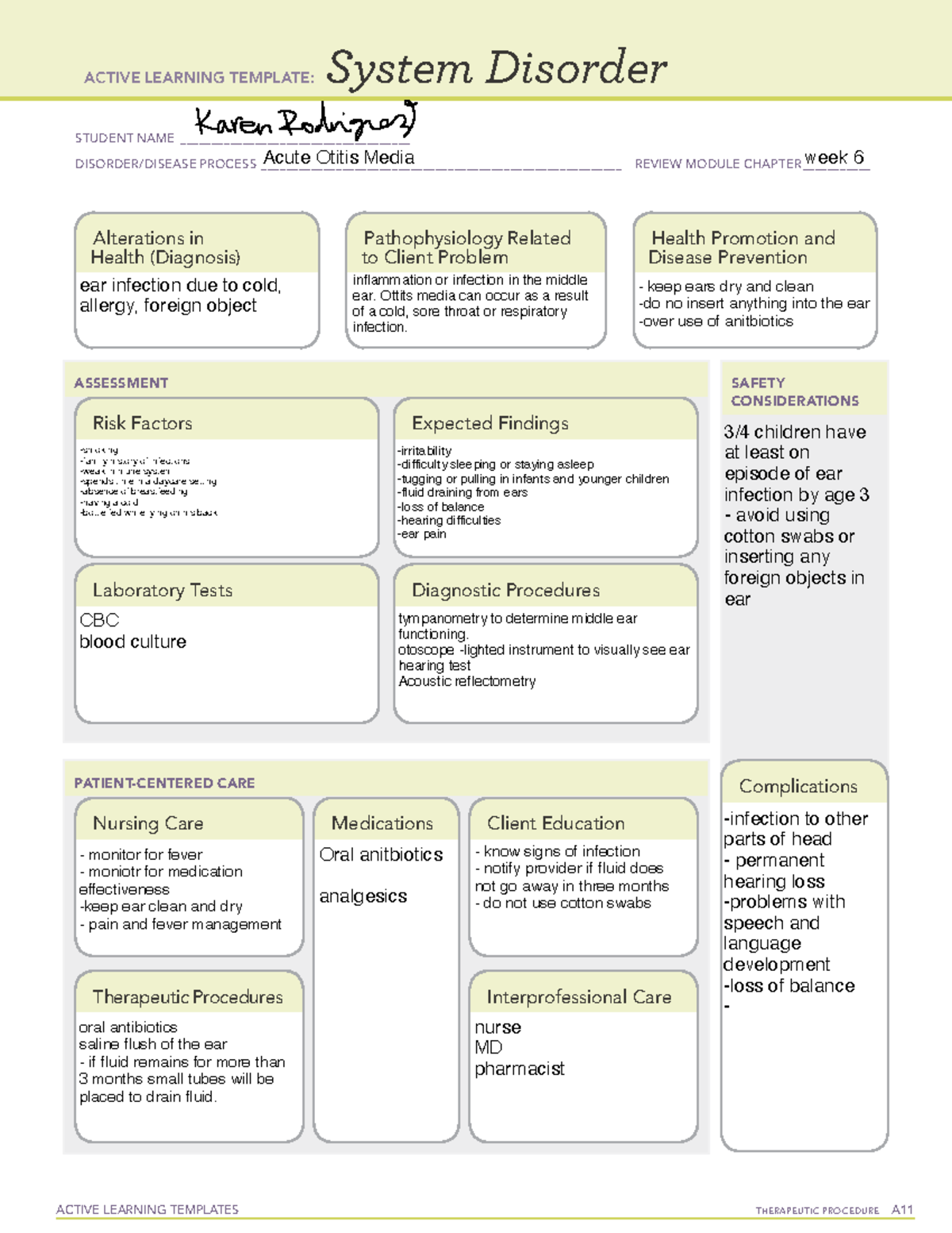 Acute oti media - ACTIVE LEARNING TEMPLATES THERAPEUTIC PROCEDURE A ...