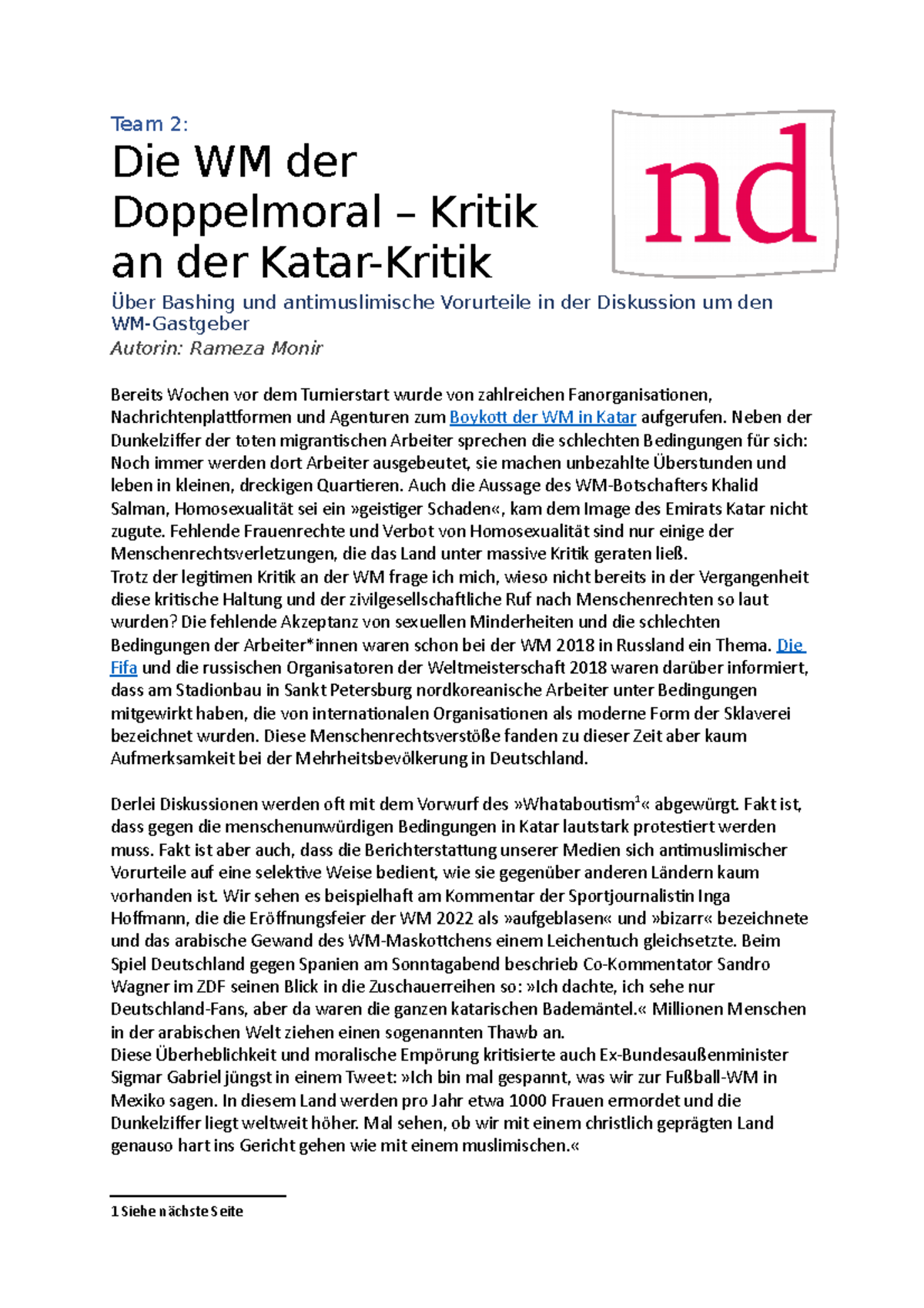 AB Team 2 Die WM der Doppelmoral - Team 2: Die WM der Doppelmoral ...