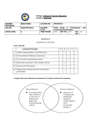 FS II Module 4 - Field Study - MODULE 4 LEARNING ACTIVITIES PAGE 89 A ...